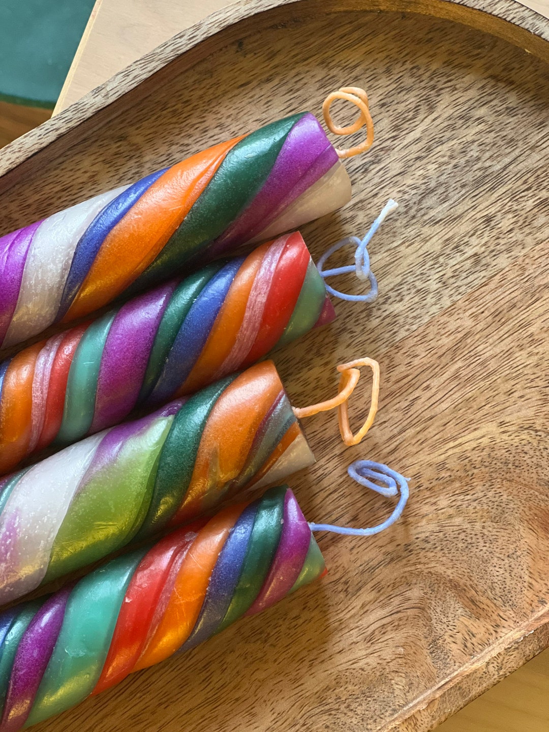 Hand Twisted Colourful Tapered Candles, Long Burning Dinner Candles ...