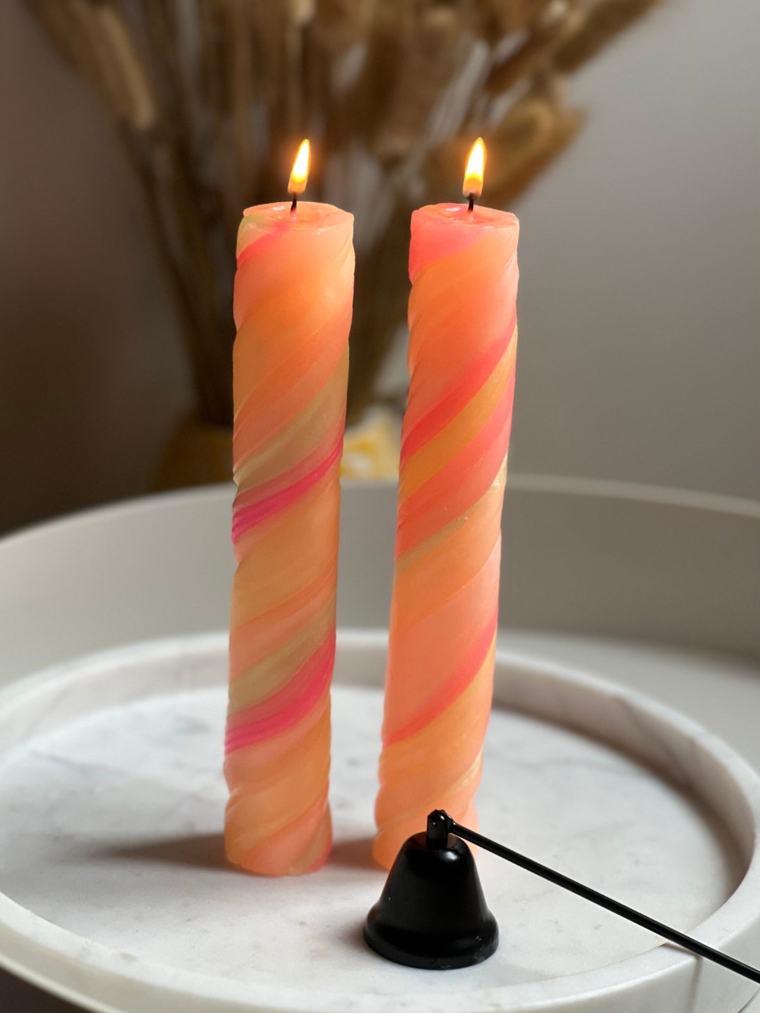Candy Swirl Neon Taper Candles, Hand Twisted Taper Candles, Handcrafted ...