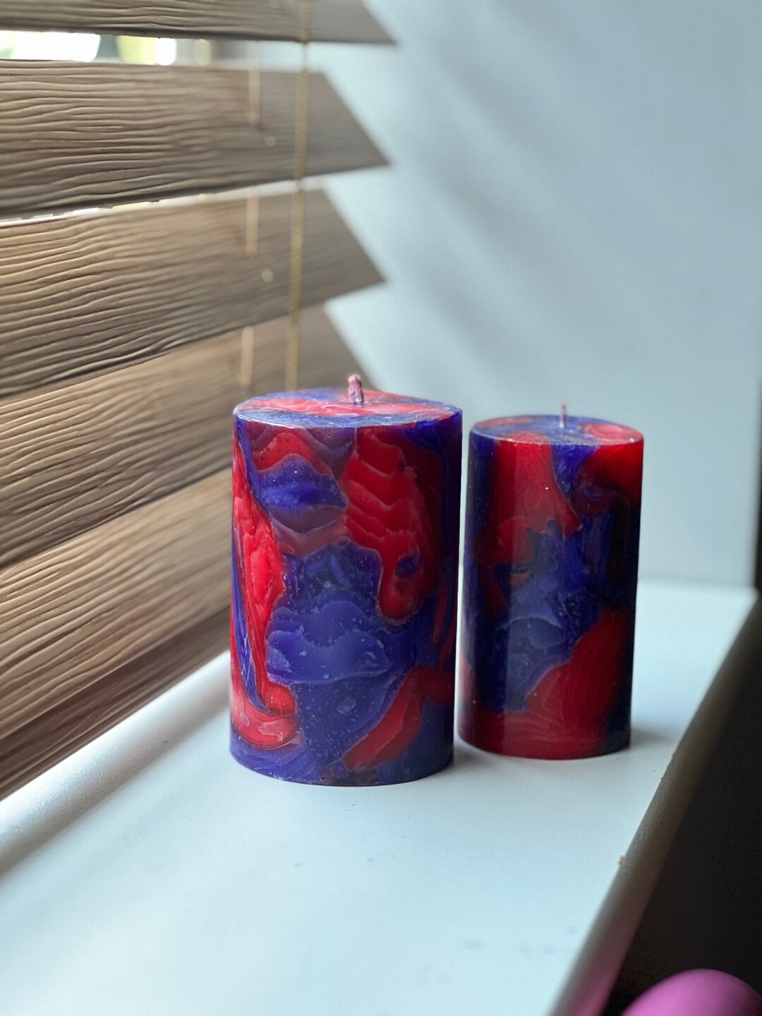 Marble Candles Indigo and Red Home Decor Housewarming Gift Gift for Her ...