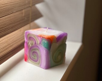 Colourful Square Pillar Candles Quirky Unique Gift Vivid - Etsy