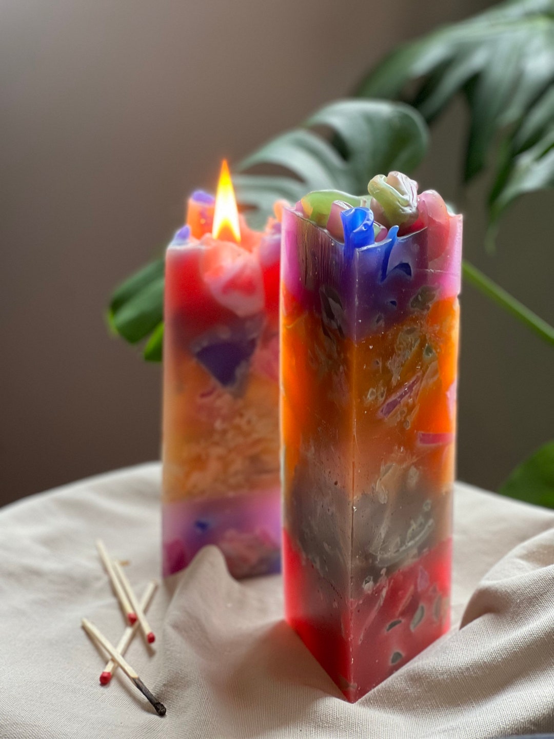Large Triangle Pillar Candle Gem Candle Shaped Candle - Etsy UK
