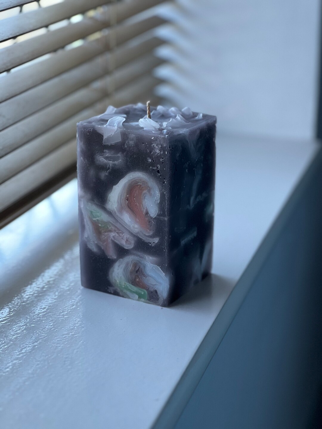 Large Rectangular Pillar Candle Black White chunky Candle - Etsy