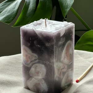 Large Rectangular Pillar Candle Black White Chunky Candle Black Candle ...