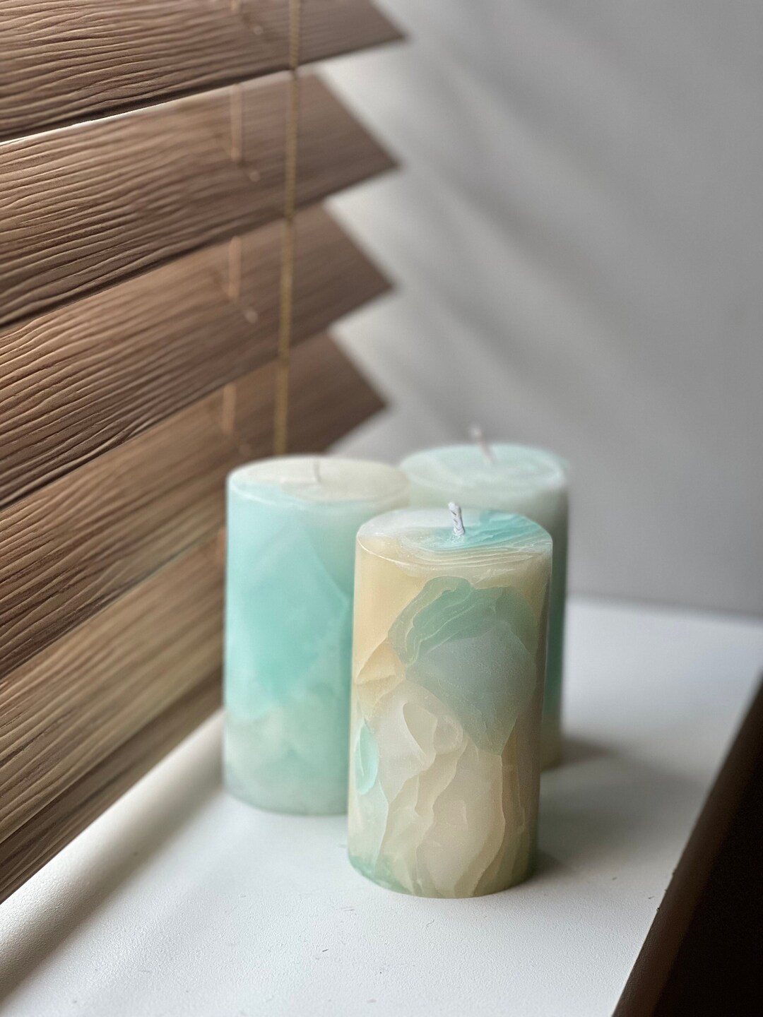 Pastel Candles, Turquoise, Mint, Beige Home Decor, Housewarming Gift ...