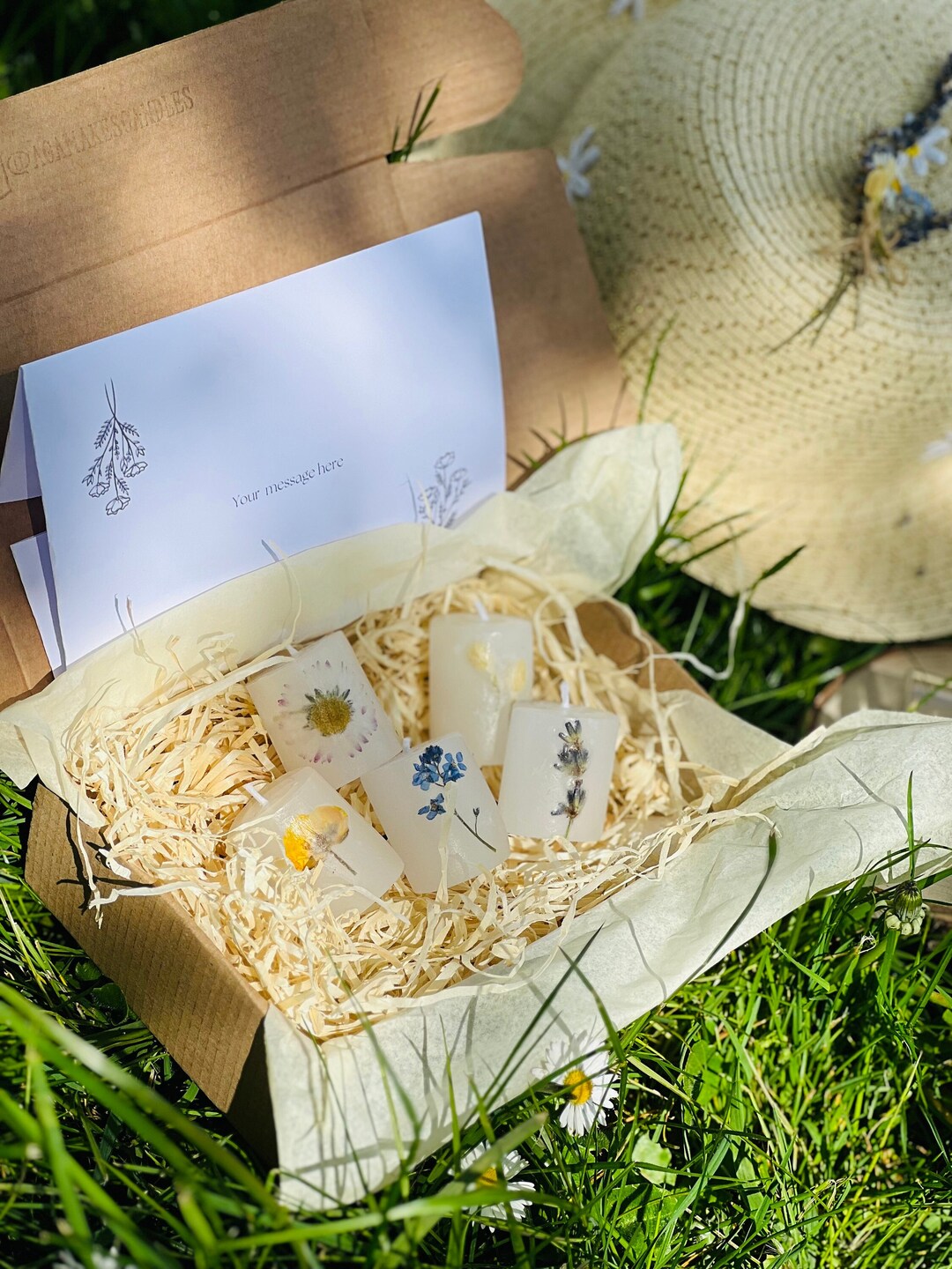 Flower Candle Letter Box Gift, Mini Dried Flower Candle, Birthday Gift ...
