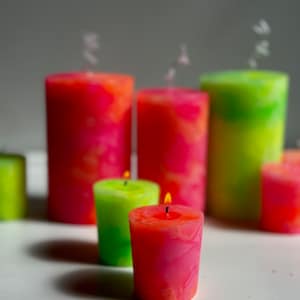 Bright Pillar Candles, Neon Candles, Housewarming Gift, Party Candles ...