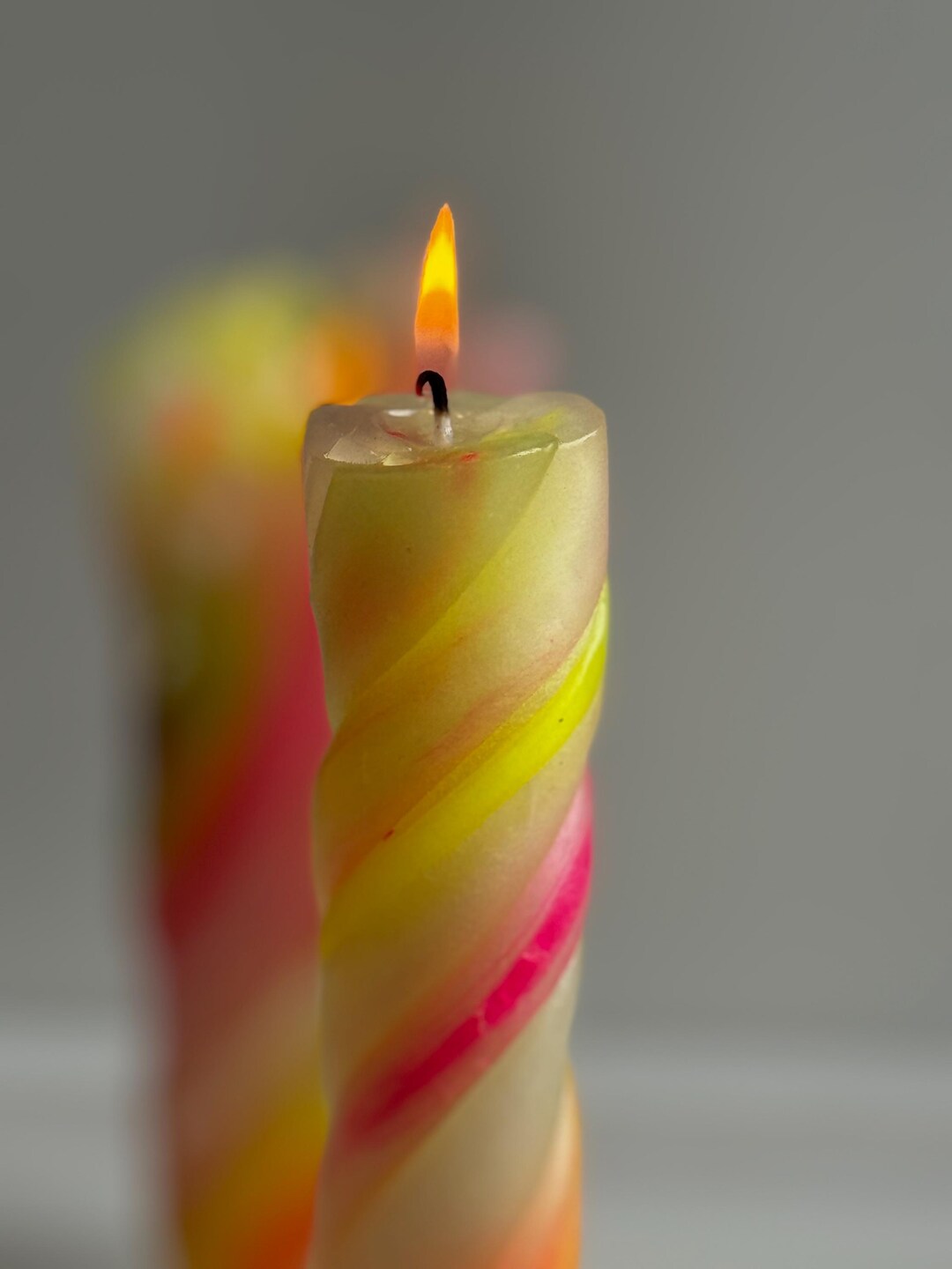 Candy Swirled Neon Taper Candle, Hand Twisted Candles, Handcrafted ...