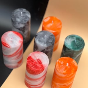 Swirl Pillar Candles, Colourful Decor, Table Decorations, New Home Gift ...