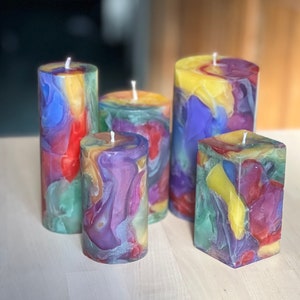 Multicoloured Handmade Pillar Candles Colorful Home Decor Housewarming ...
