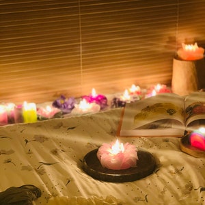Colourful Pillar Candles, Orange, Magenta Colour, Swirl Pillar Candles ...