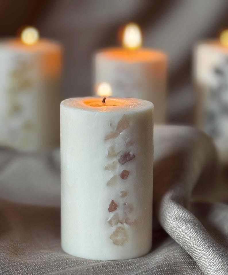 Handmade Soy Candle With Rose Quartz — Healing Crystal Candle for Love ...