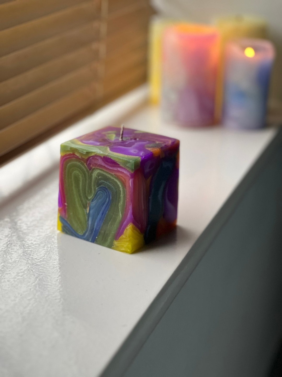 Handmade Cube Candle Colorful Decor Housewarming Gift Birthday Gift ...