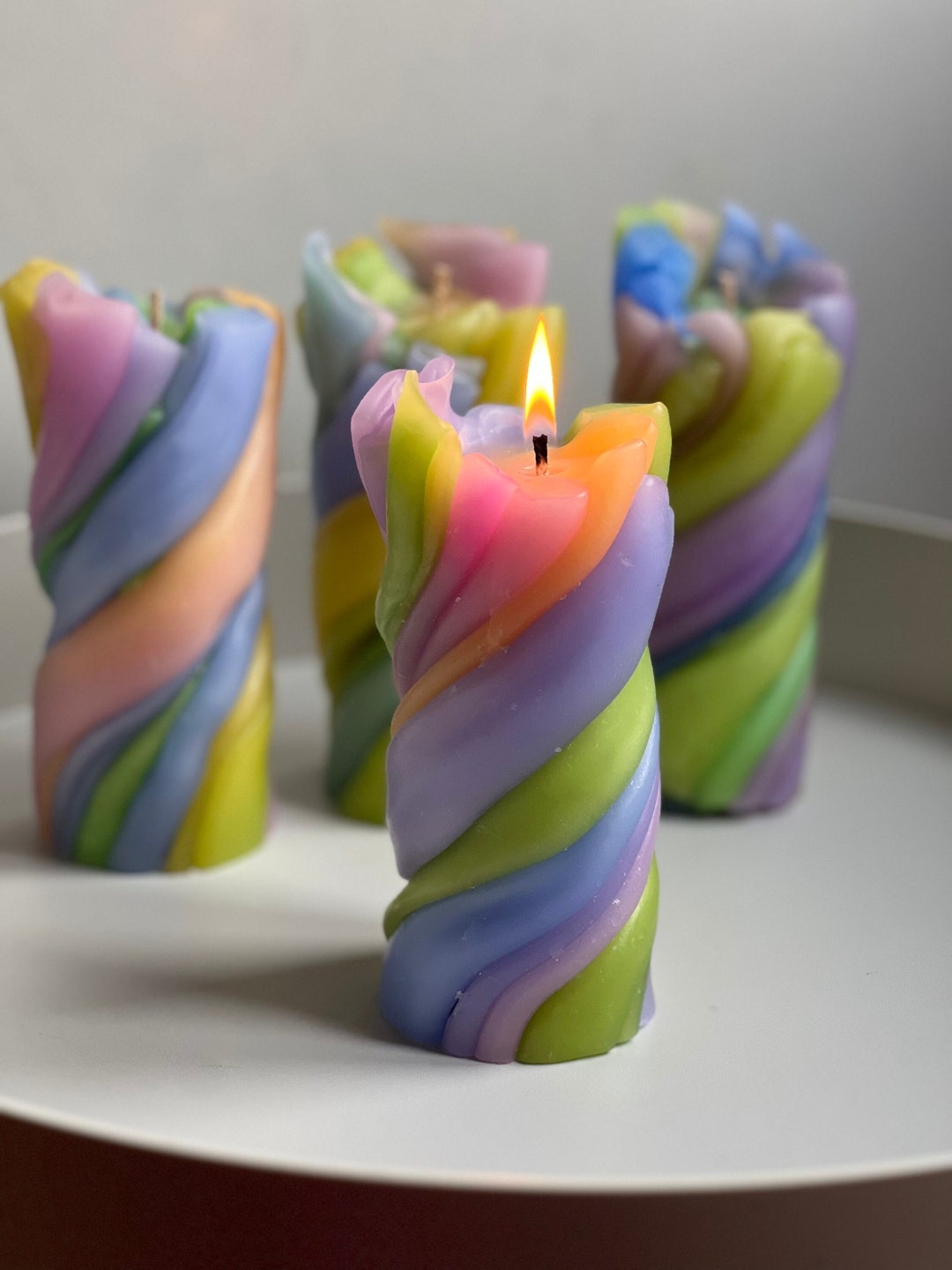 Abstract Candle, Pastel Decor, Fancy Candles, Hand Twisted Candle ...