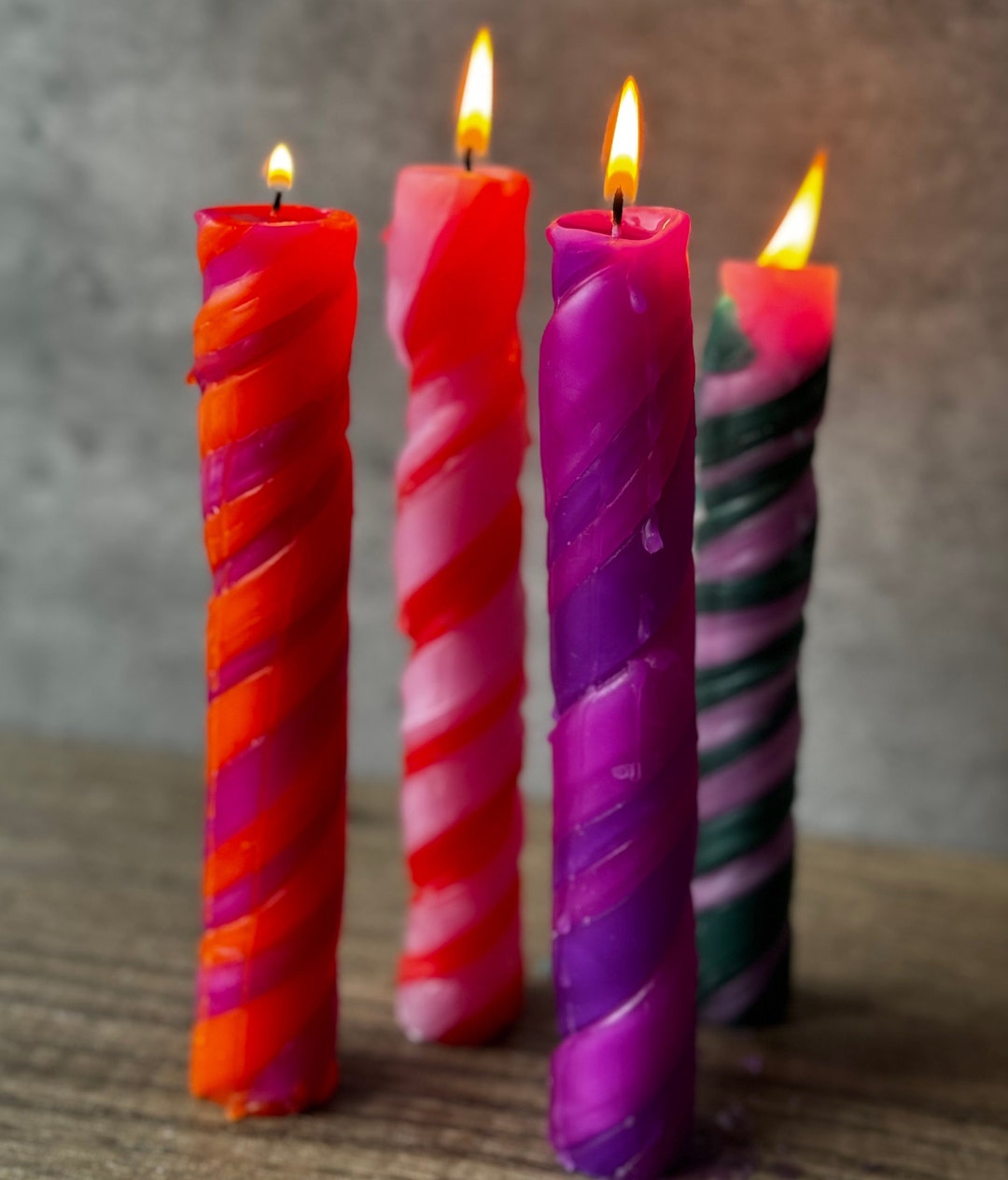 Candy Swirl Colour Taper Candles, Hand Twisted Taper Candles ...