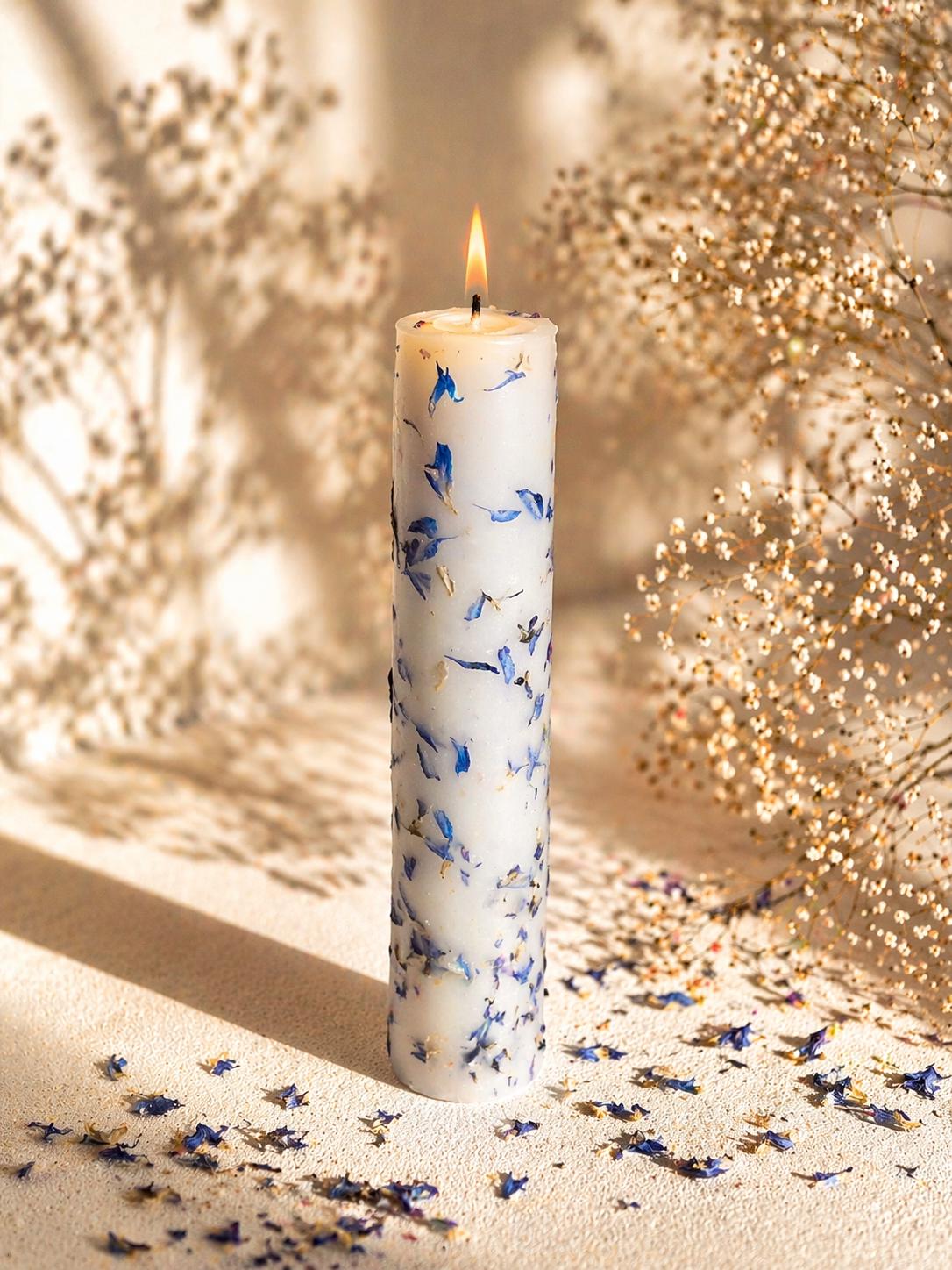 Handmade Floral Taper Candle – Dried Flowers, Boho Home Decor ...