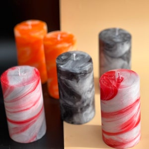 Swirl Pillar Candles, Colourful Decor, Table Decorations, New Home Gift ...