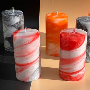 Swirl Pillar Candles, Colourful Decor, Table Decorations, New Home Gift ...