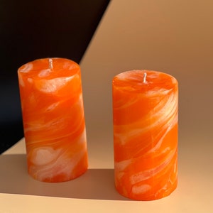 Swirl Pillar Candles, Colourful Decor, Table Decorations, New Home Gift ...