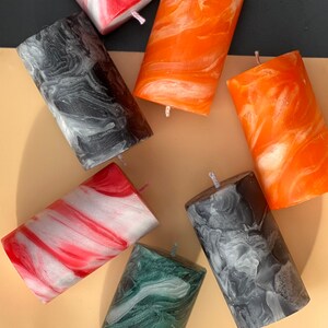 Swirl Pillar Candles, Colourful Decor, Table Decorations, New Home Gift ...