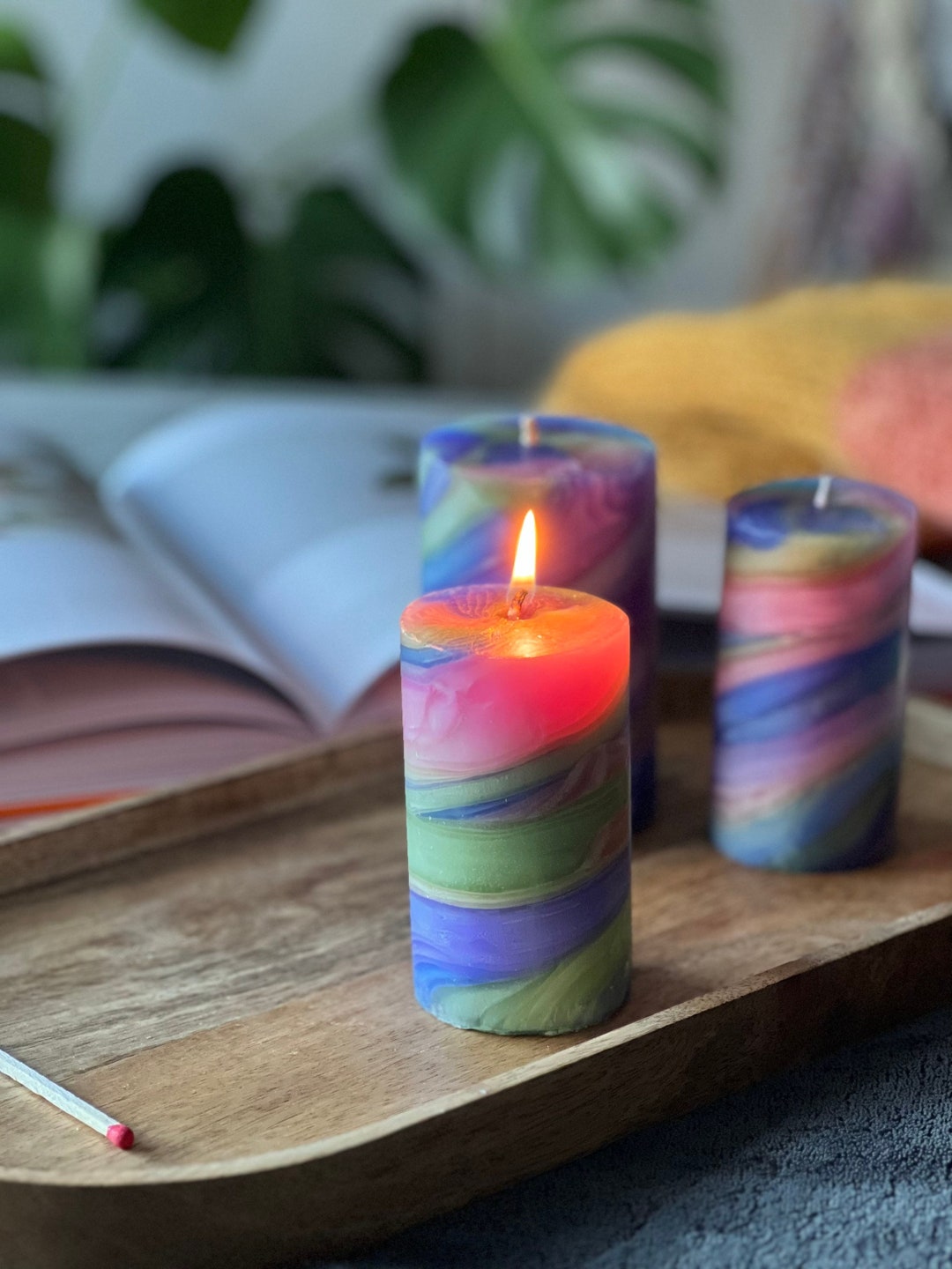 Mix Colour Candles Swirl Colour Candles Multicoloured - Etsy