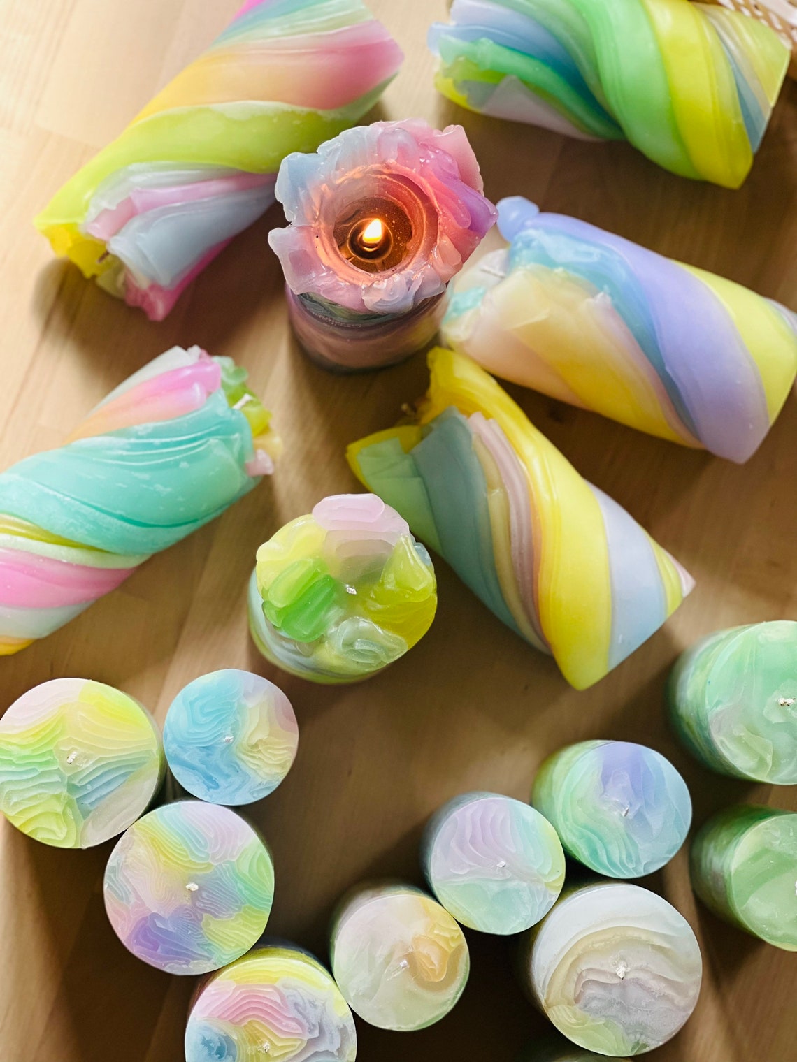 Abstract Candle Pastel Decor Fancy Candles Hand Twisted - Etsy