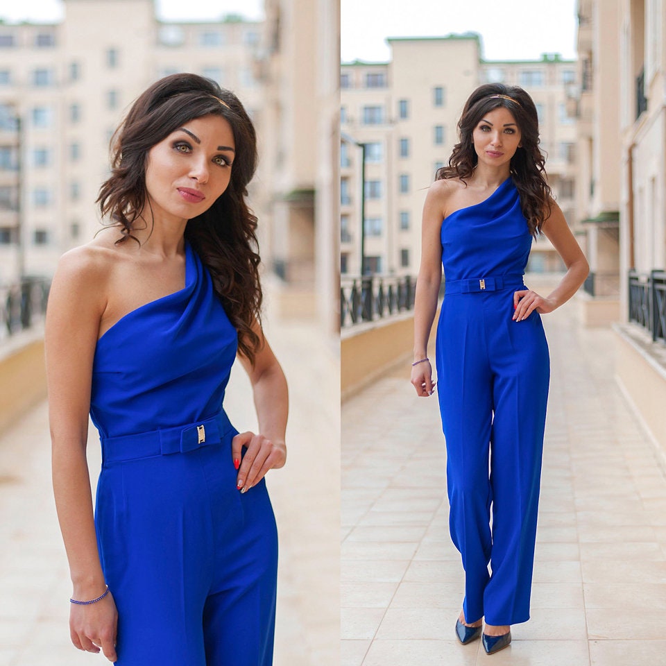 Blue Jumpsuit / Elegant Jumpsuit / Womens Jumpsuit / Cocktail | Etsy
