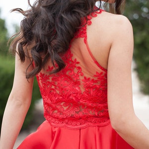 Red Lace Top / Lace Crop Top / Womens Top / Red Top / Elegant Top ...