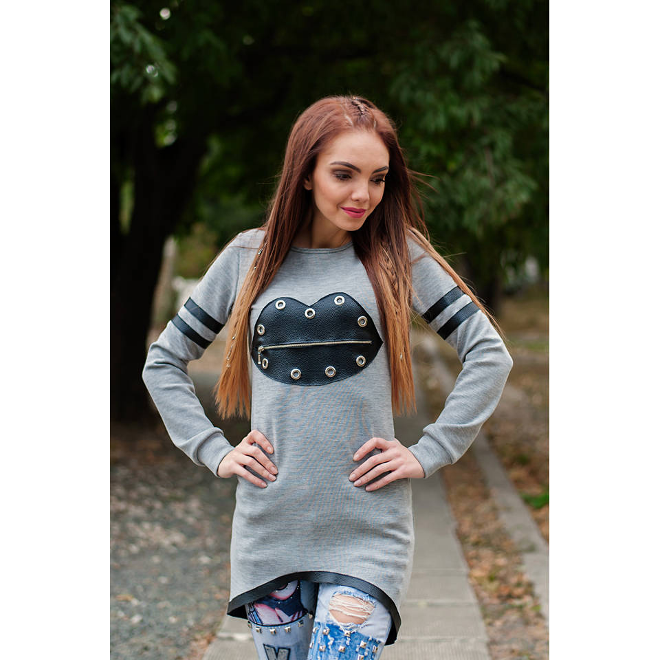 Gray Asymmetric Tunic / Tunic With Leather Details / Blouse - Etsy