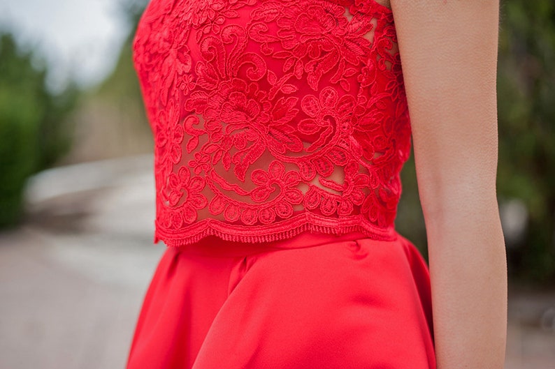 Red Lace Top / Lace Crop Top / Womens Top / Red Top / Elegant | Etsy