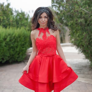 Red Lace Top / Lace Crop Top / Womens Top / Red Top / Elegant Top ...