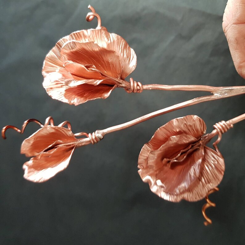 Copper Sweet Pea, Handmade Flower, Made From Metal, Keep Forever - Etsy