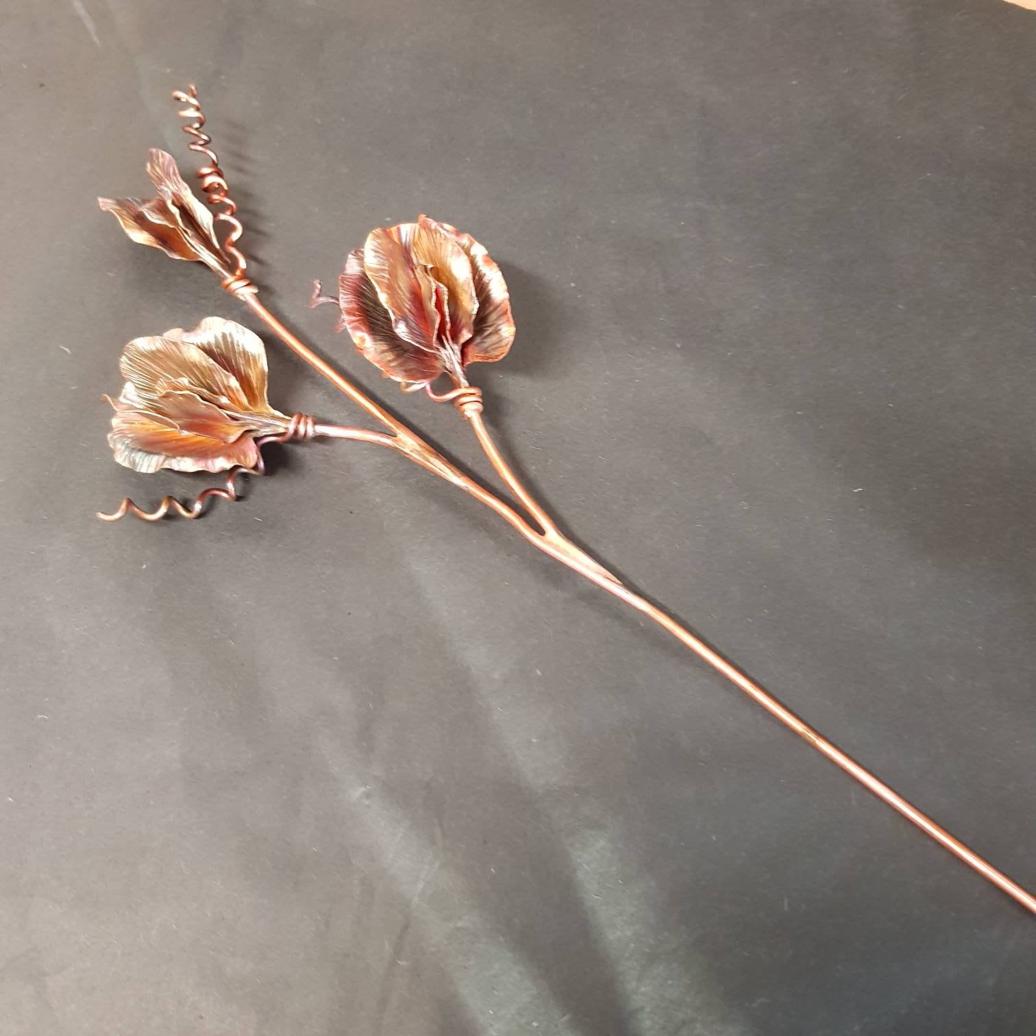 Rainbow Copper Sweet Pea Flower Heat Patina Colored Handmade - Etsy UK