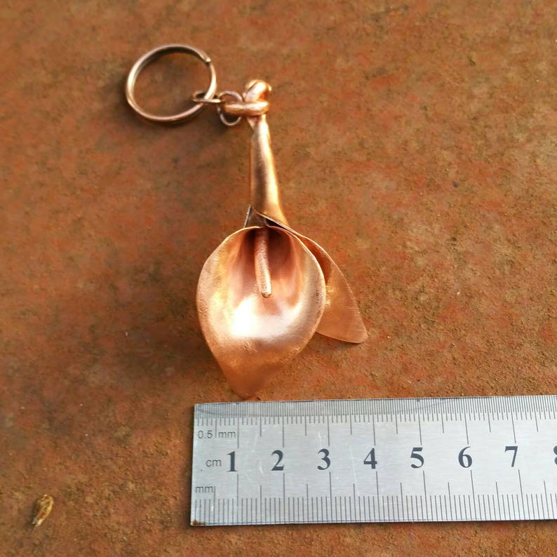 Rainbow Calla Lily Keyring, Flower Keyring, Copper Flower Keyring, Key ...