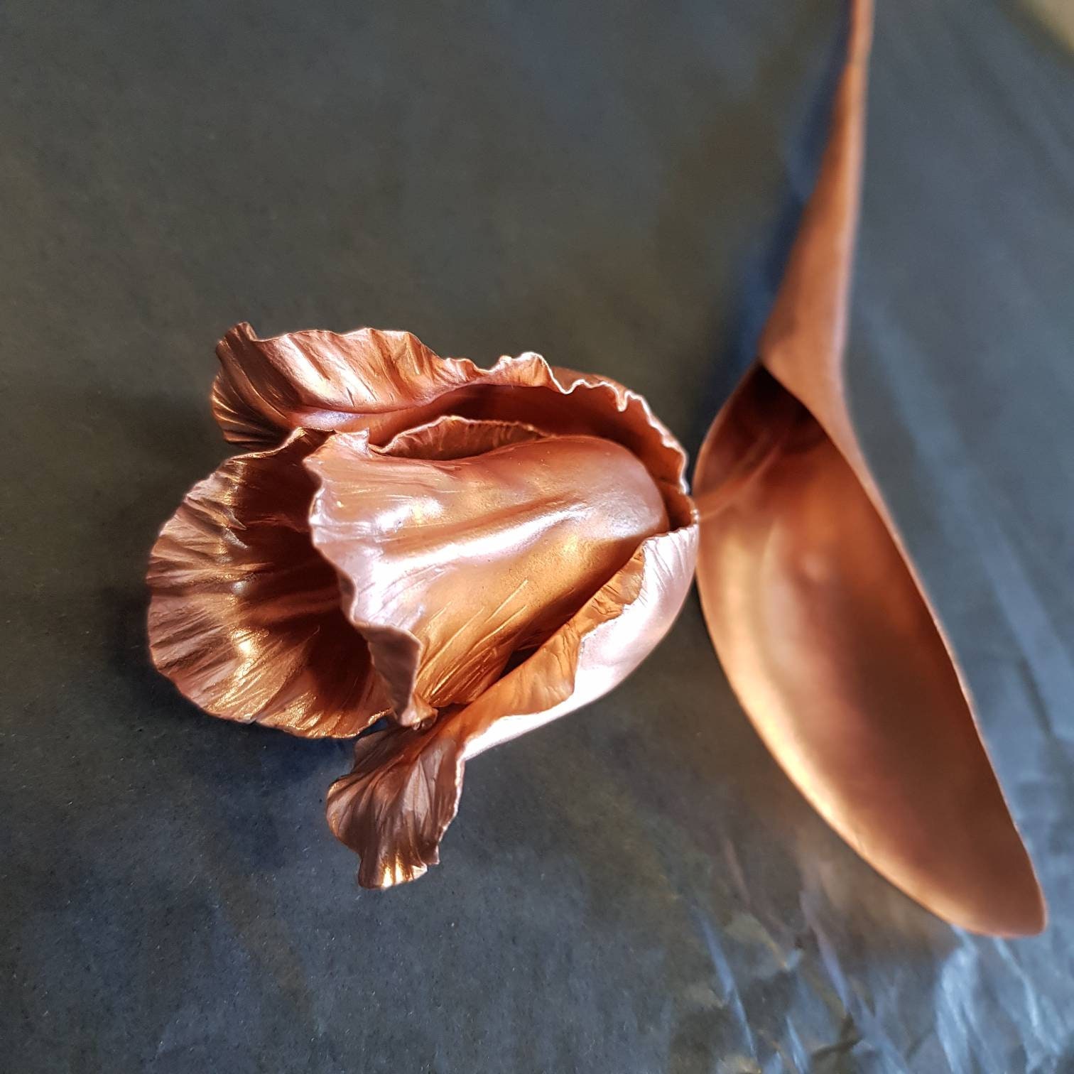 Copper Ruffled Tulip Parrot Tulip Steampunk Copper Flower | Etsy UK