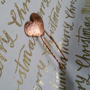 Copper Heart Hair Pin, Textured Love Heart, Heart Hair Accessory, Bun ...