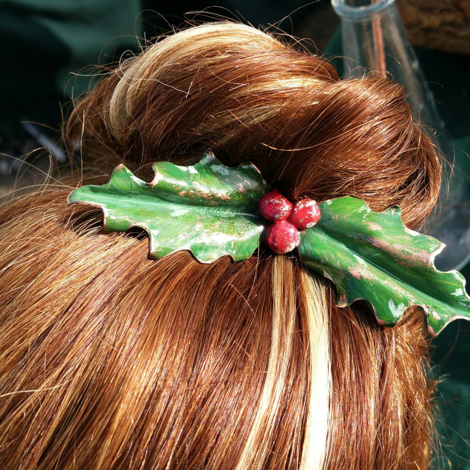 Christmas Holly Hairpin, Christmas Hair Accessory, Ball Accessory ...