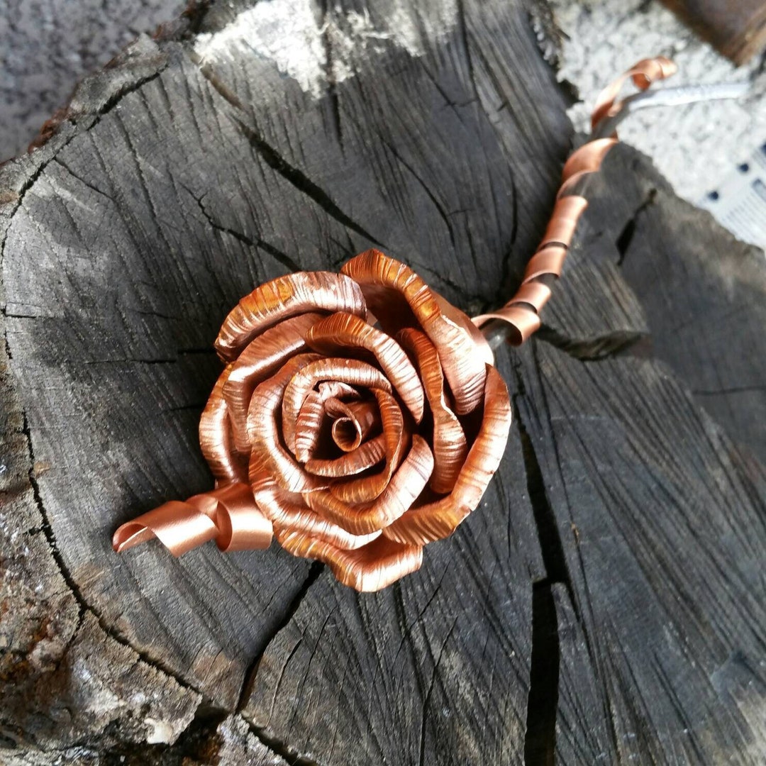 Copper Rose With Ribbon, Metal Memorial Flower, 7th 9th 22nd ...