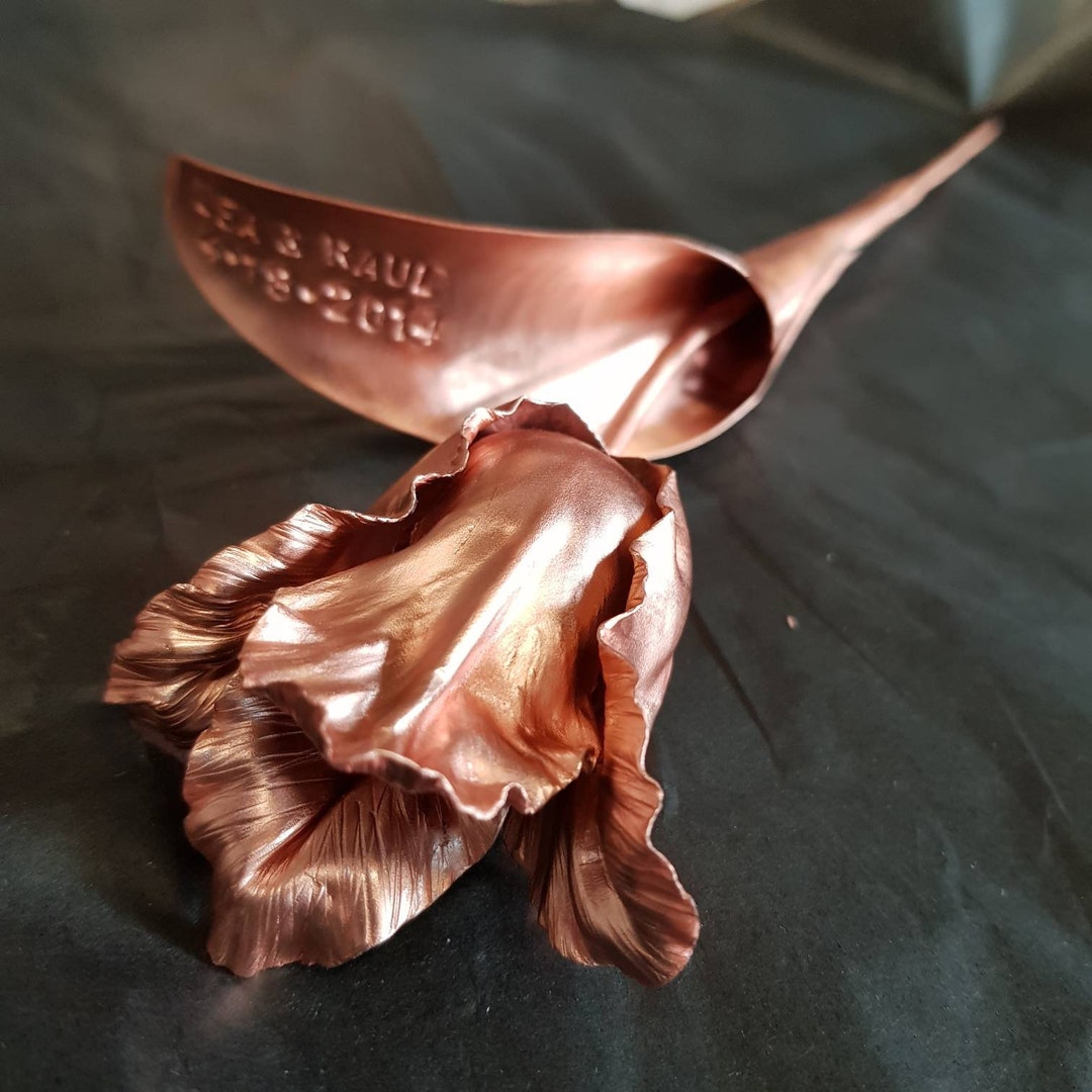 Copper Ruffled Tulip Parrot Tulip, Steampunk Copper Flower Copper ...