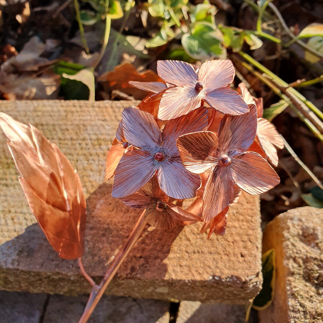 Copper Hydrangea, 7th Wedding Anniversary, Metal Art Sculpture, Metal ...