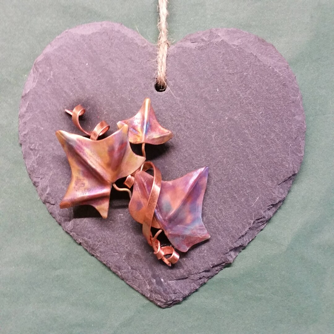 Slate Heart With Copper Ivy: Personalized Hanging Decoration - Etsy