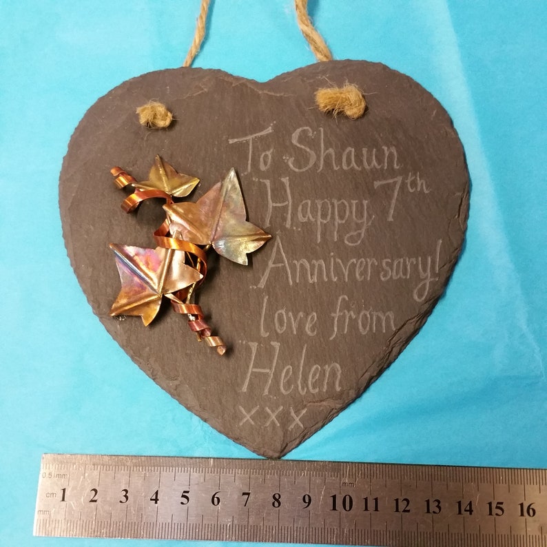 Ivy Spray and Slate Hanging Heart, Mother's Day Present, for Birthdays ...
