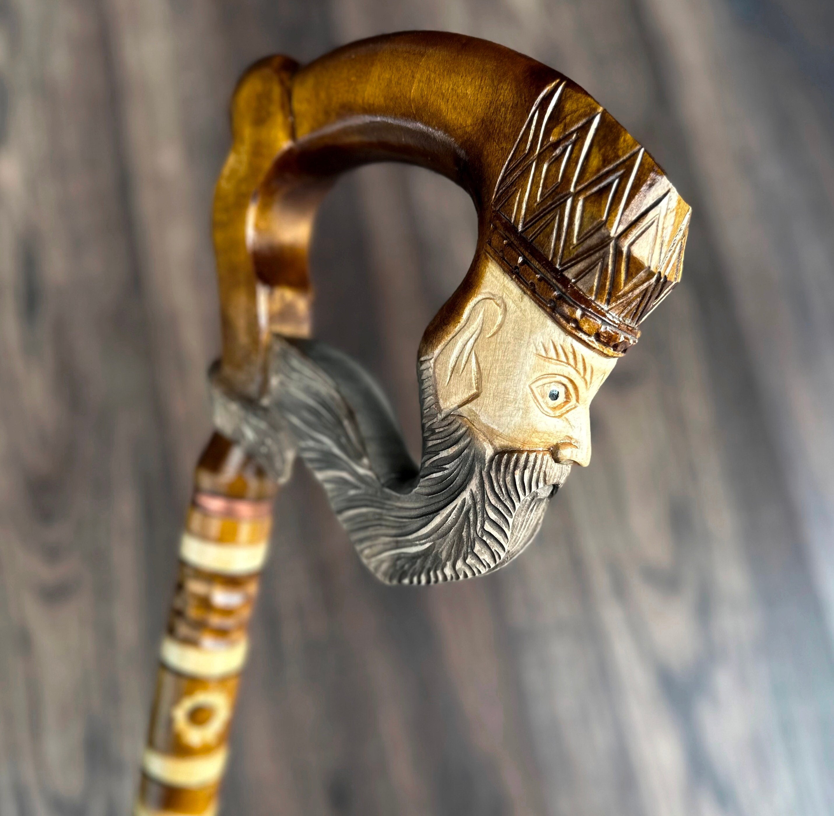 Walking Cane Walking Stick Wooden Cane Handmade Accessories Carved Cane ...