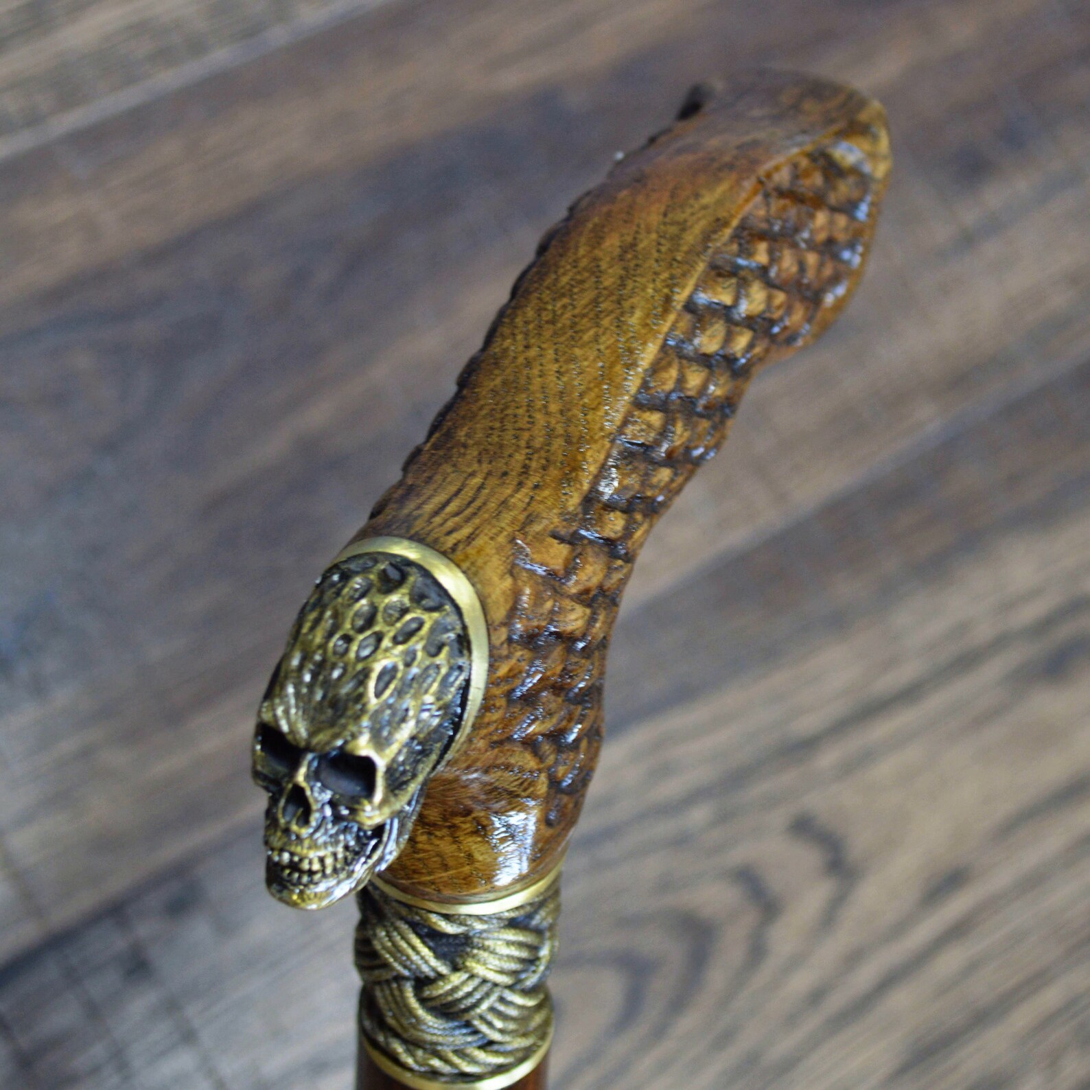 Walking Cane Wooden Sticks Walking Stick Alien Skull OAK Wood | Etsy