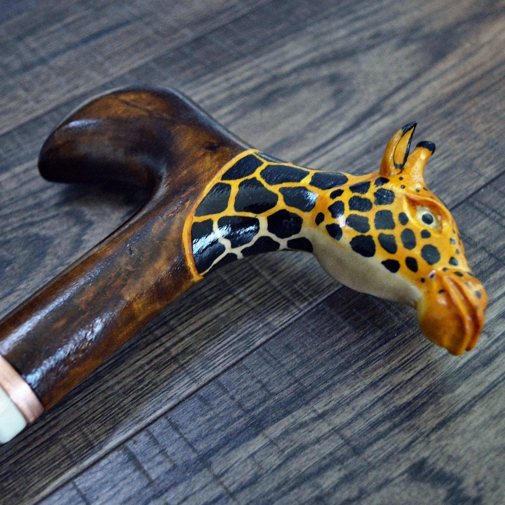 Giraffe Cane Collectible Cane Wood Carved Walking Cane Wooden | Etsy