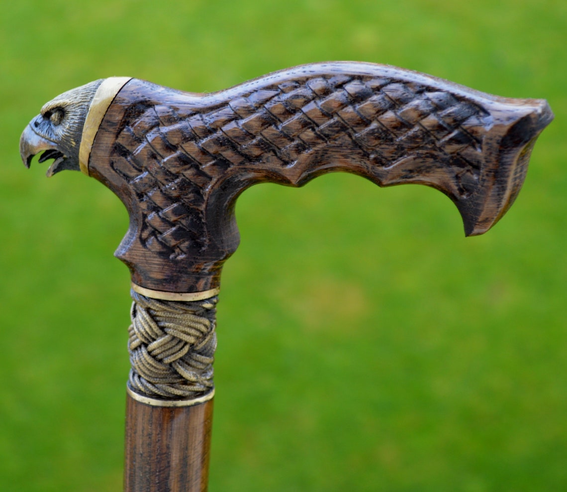 HAWK OAK Wood Canes Wooden Cane Walking Cane Wooden Sticks | Etsy