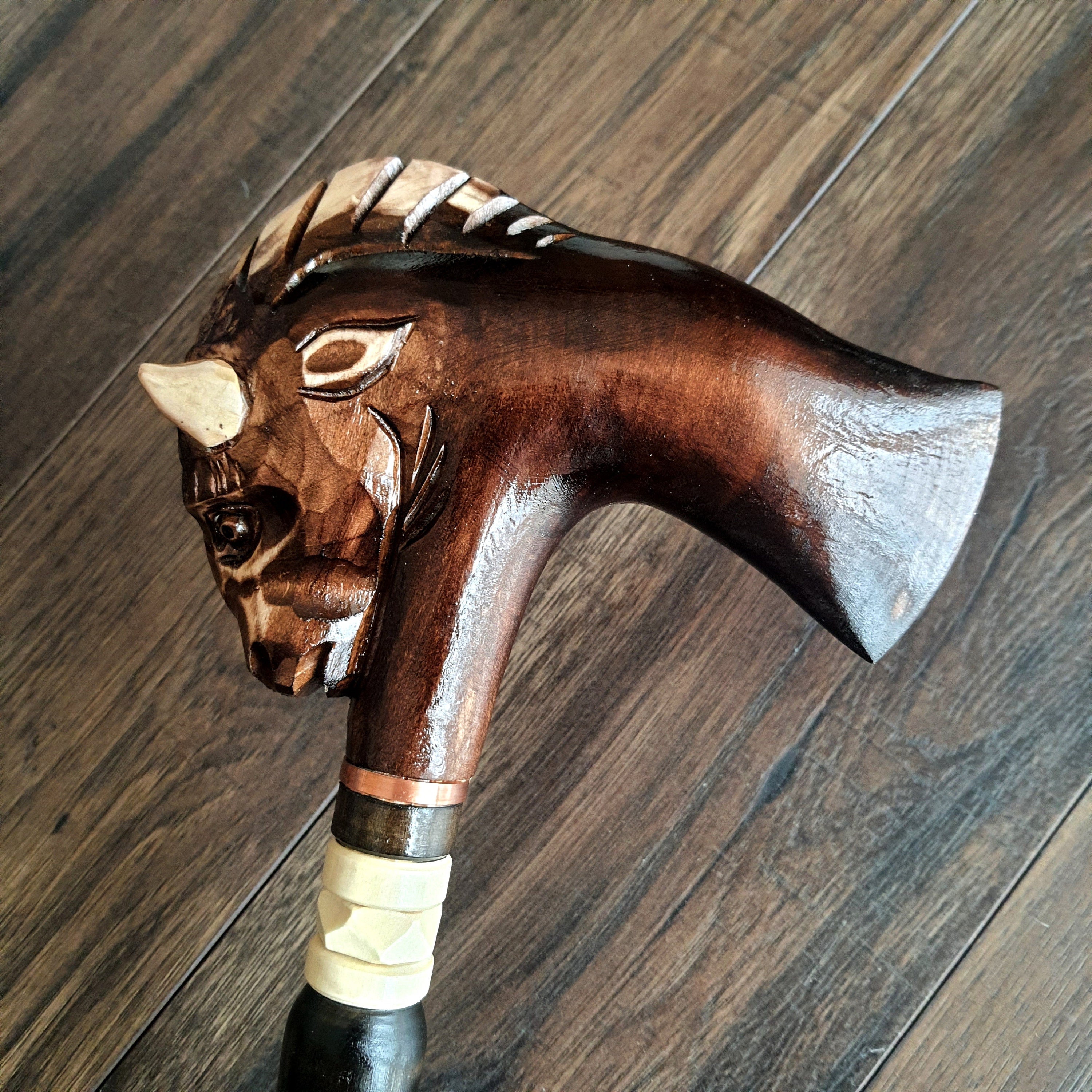 Bull Cane Walking Stick Collectible Cane Wooden Cane Walking - Etsy