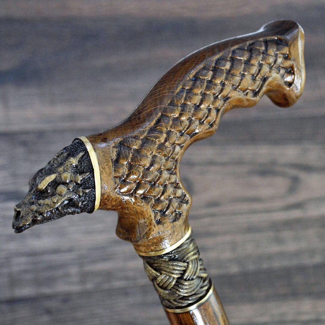 Dragon Walking Cane Wooden Sticks Walking Stick OAK Wood Canes - Etsy