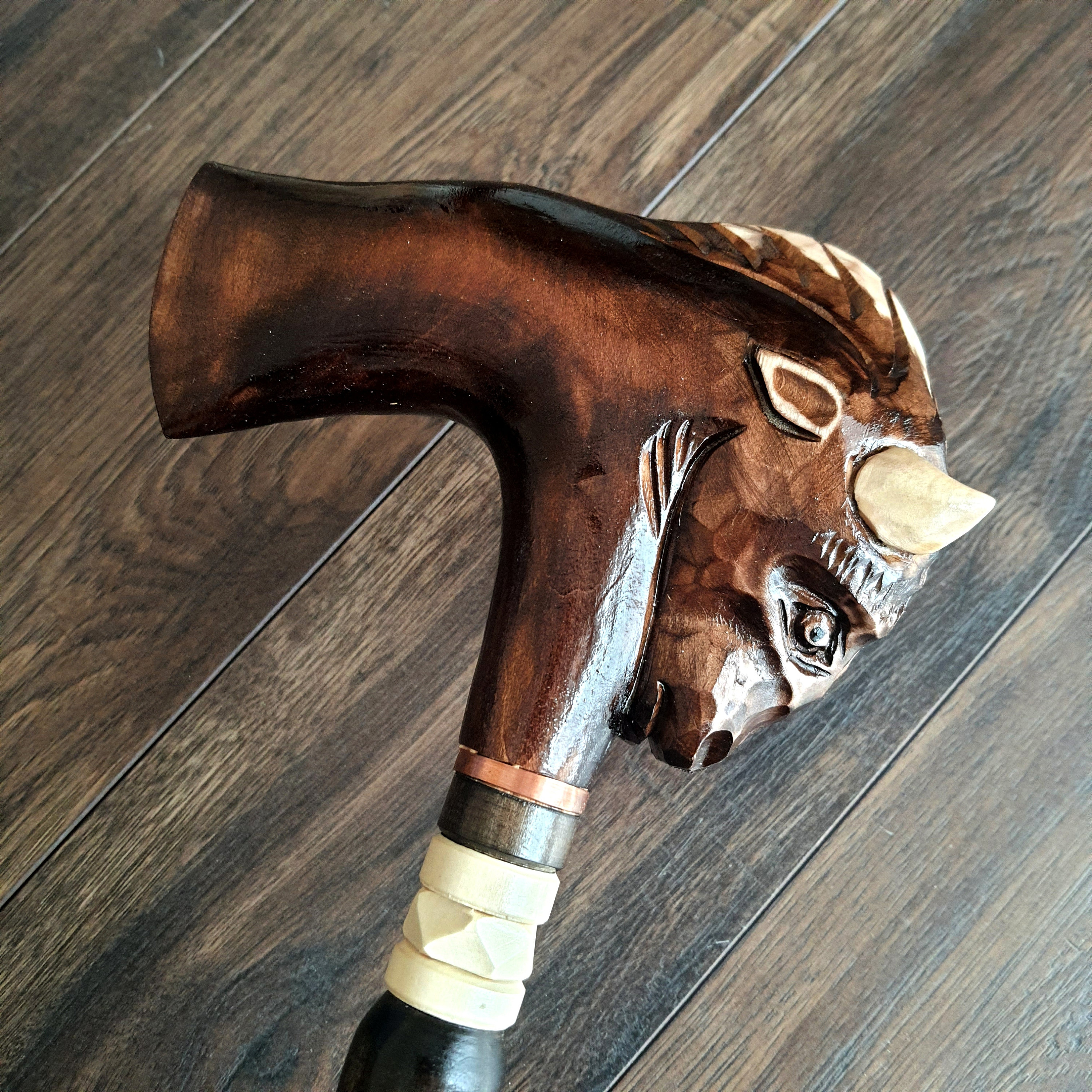 Bull Cane Walking Stick Collectible Cane Wooden Cane Walking - Etsy
