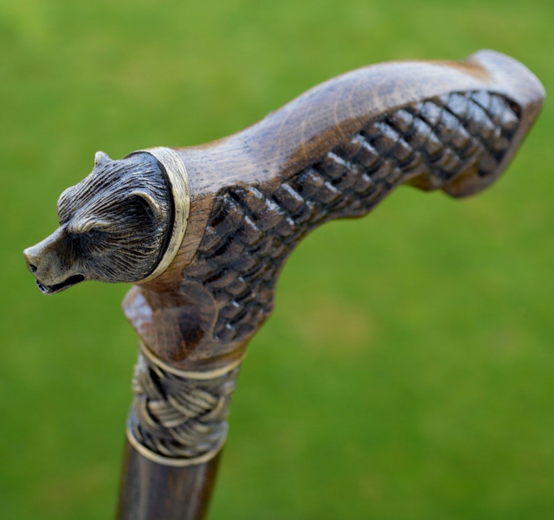 BEAR OAK Wood Canes Wooden Cane Walking Cane Wooden Sticks Walking ...