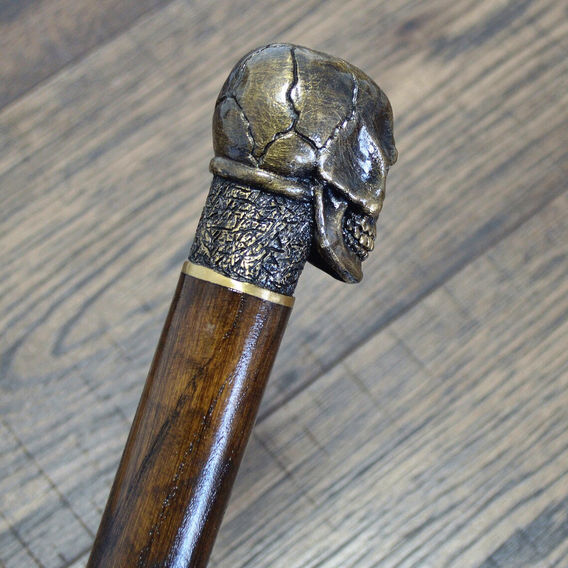 Skull Head Cane Bronze Cane Wooden Cane Walking Cane Walking Stick ...